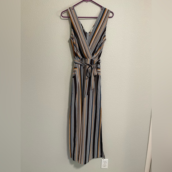 Monteau | Pants & Jumpsuits | Monteau Blue Striped Vneck Jumpsuit ...